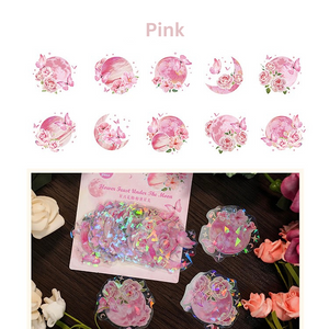 Flower Feast Under The Moon/ Holographic Moon Flower Sticker Pack ...